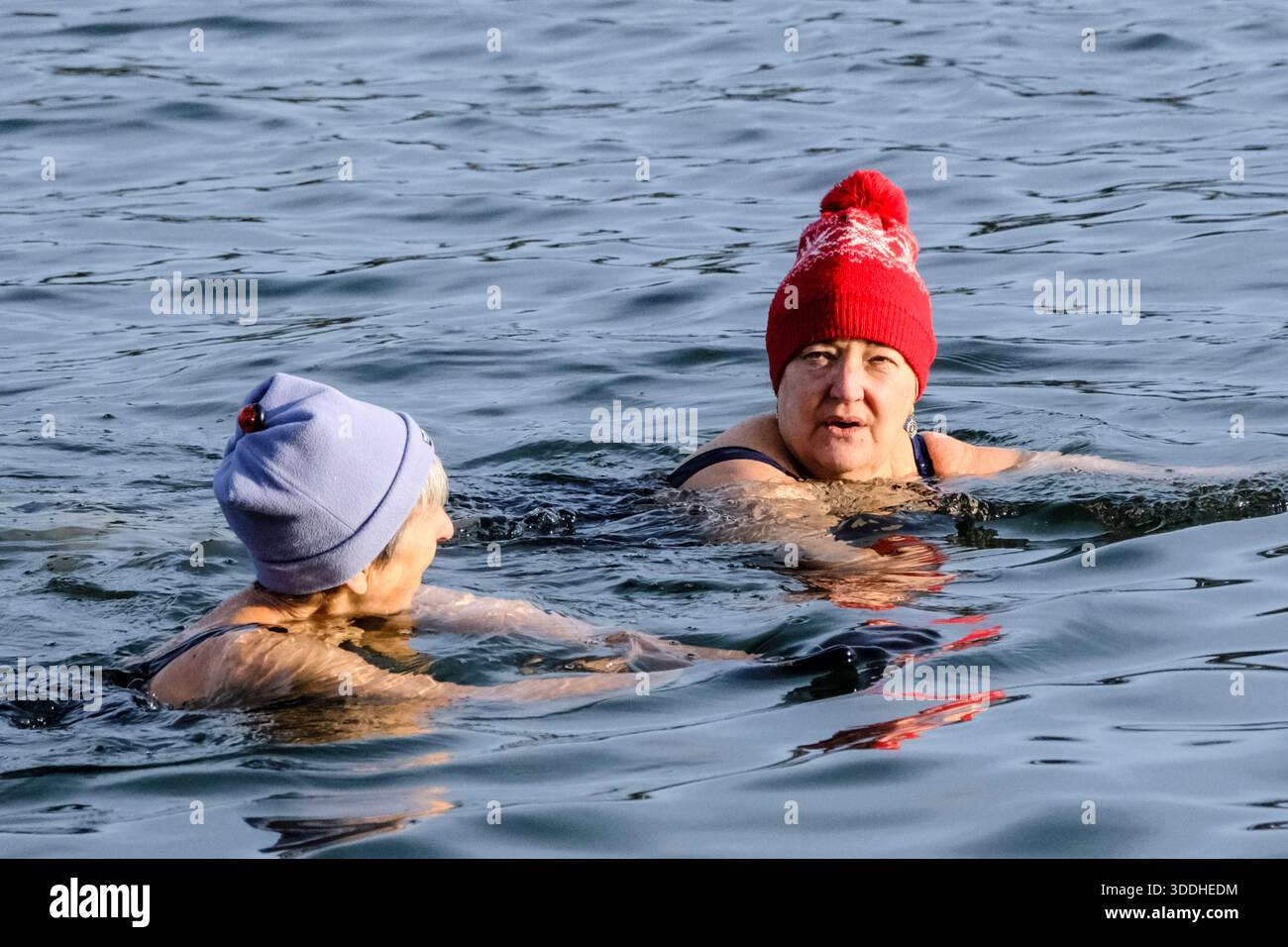 Clevedon, Somerset, UK. 1st Jan 2026. A bracing dip in the Marine Lake ...