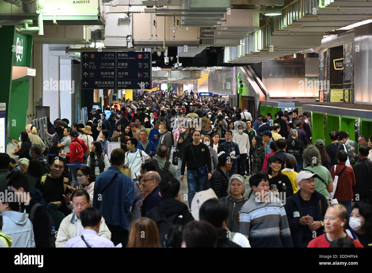 A general view showing the people walking at Sha Tin Racecourse on ...