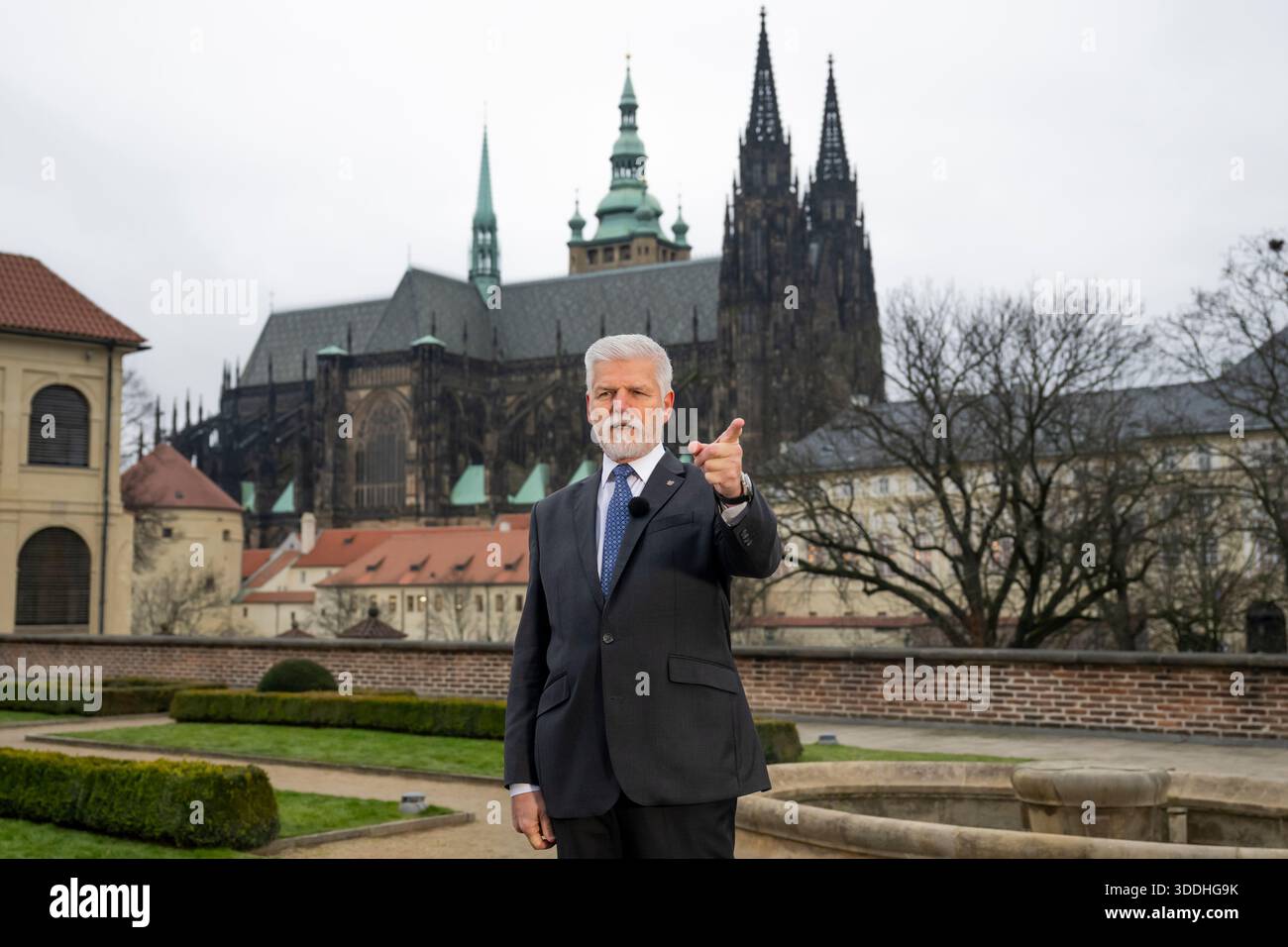 Czech President Petr Pavel filming his New Year's speech at the Prague ...