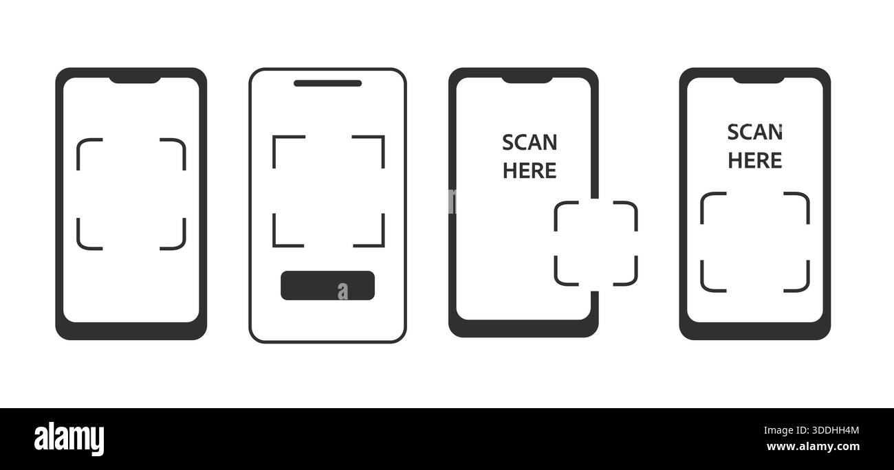 QR code smartphone frame box set template. QR code with inscription ...