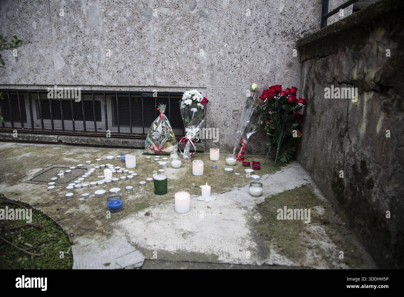 Milan, Italy. 01st Jan, 2026. Flowers and candles were placed in her ...