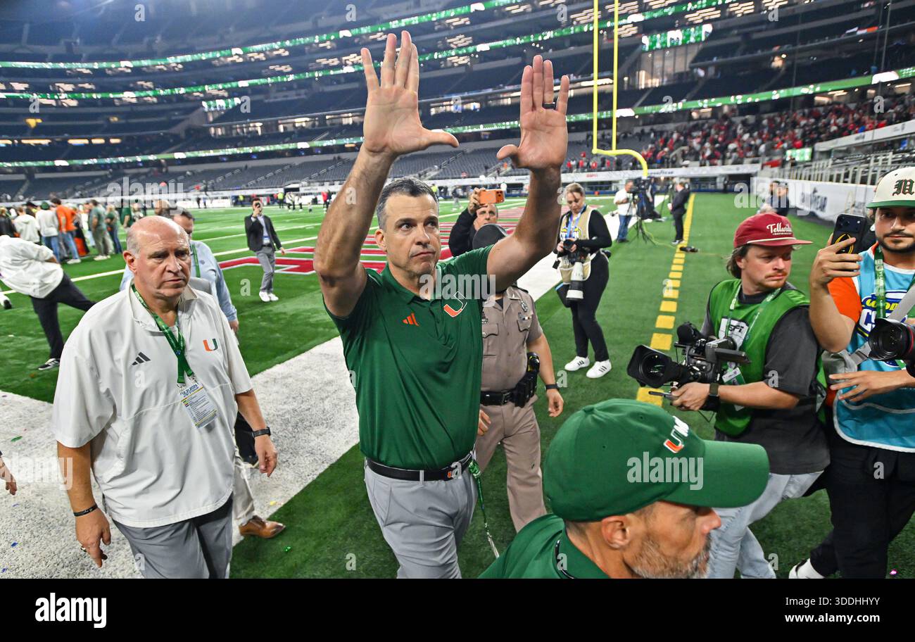 December 31, 2025: Miami Hurricanes coach Mario Cristobal walks off the ...