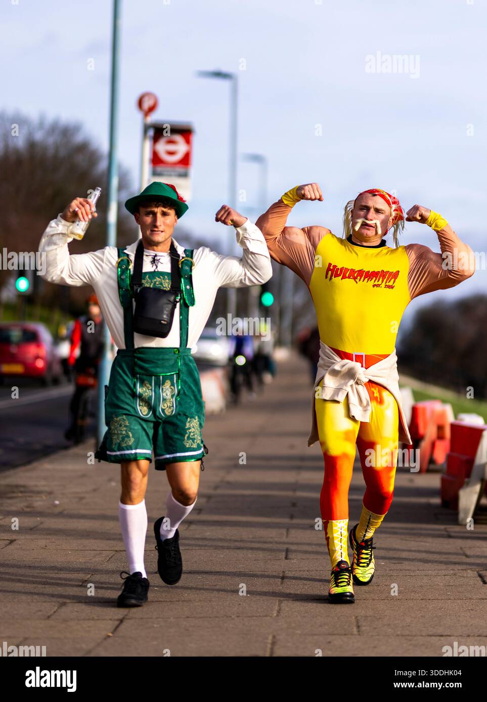 Darts fans arriving in fancy dress on day eighteen of the Paddy Power ...