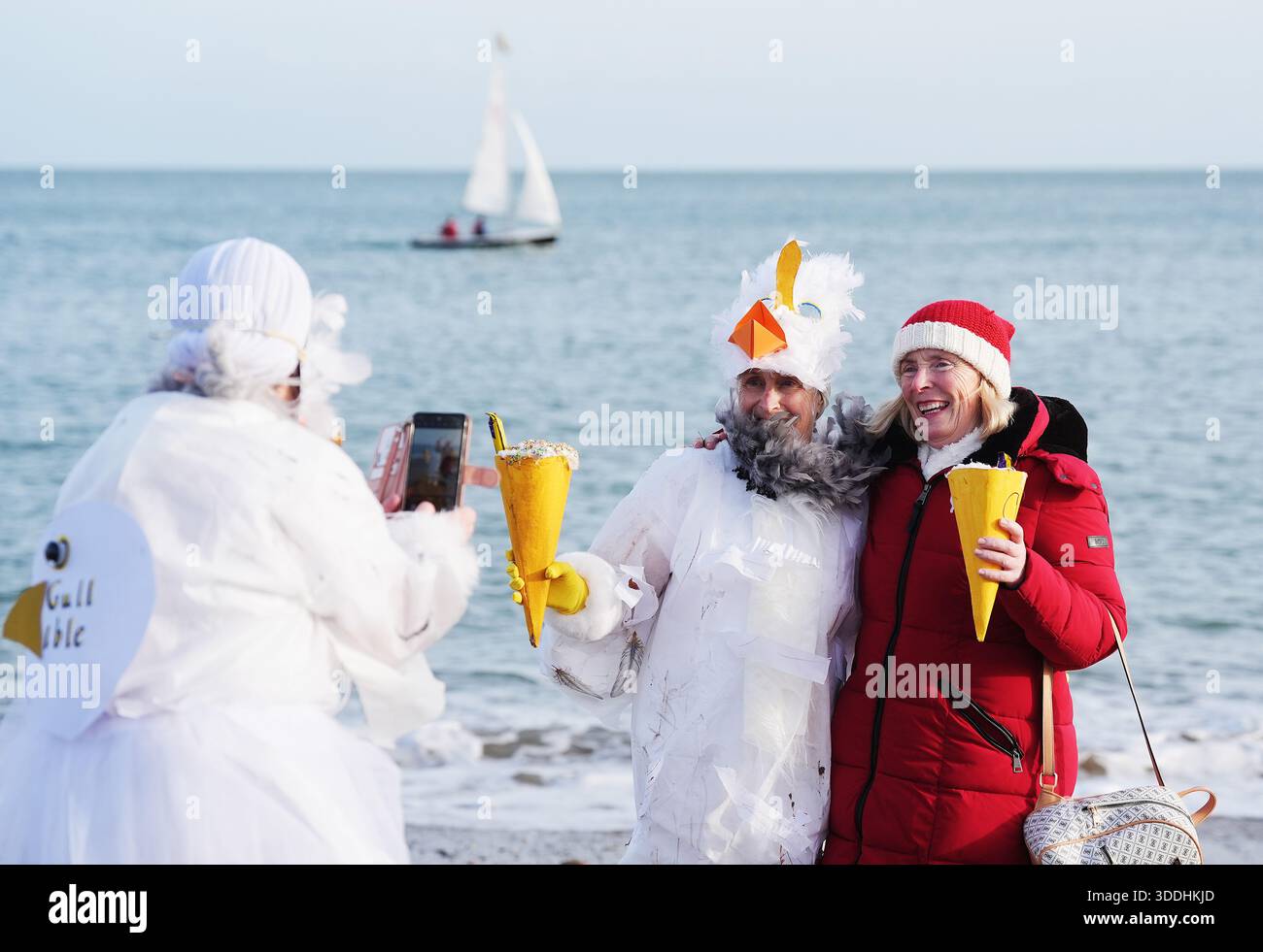 Members of the Bray Beach Bathers on the beach ahead of the annual New ...