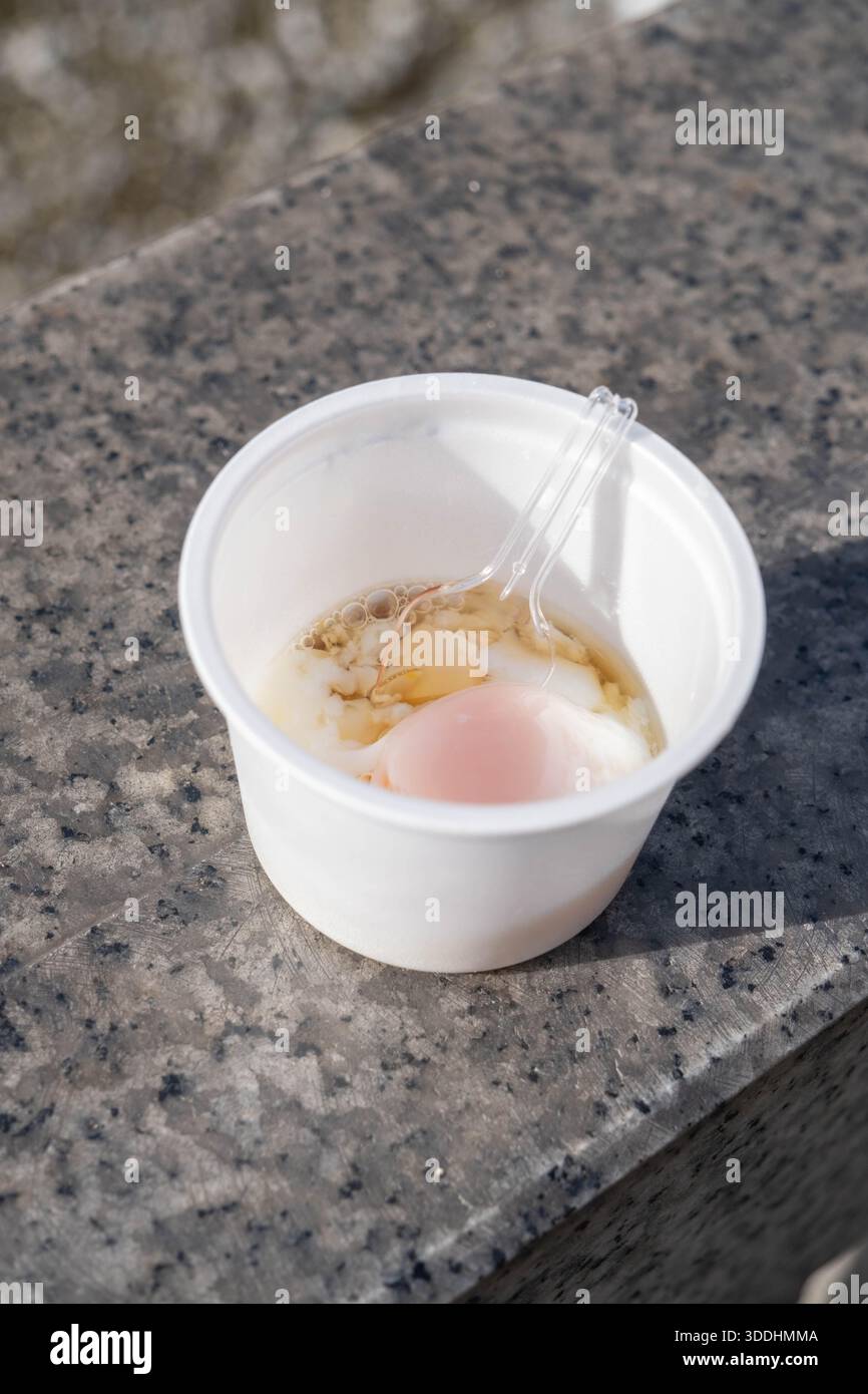 A hot spring egg, or onsen tamago in Kusatsu Hot Spring, is a slow ...
