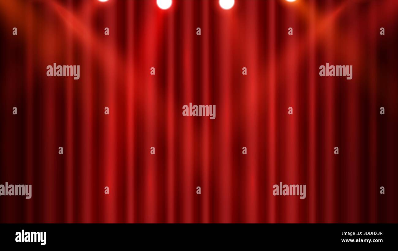 Stage curtains with stage spotlight background and golden ties. Curtain ...