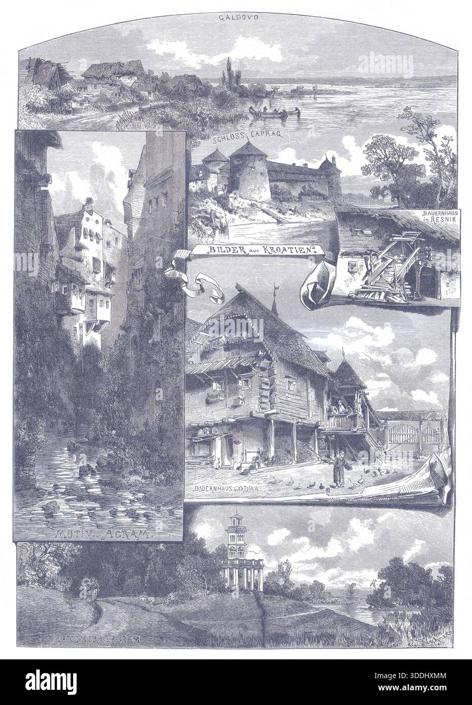 Historic Croatian Village And Castles Collage With Waterways And Wooden ...