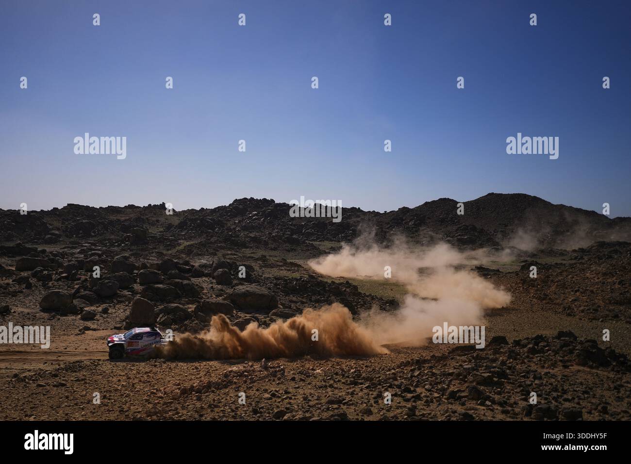 Driver Hernan Garces and co-driver Juan Pablo Latrach drive during a ...