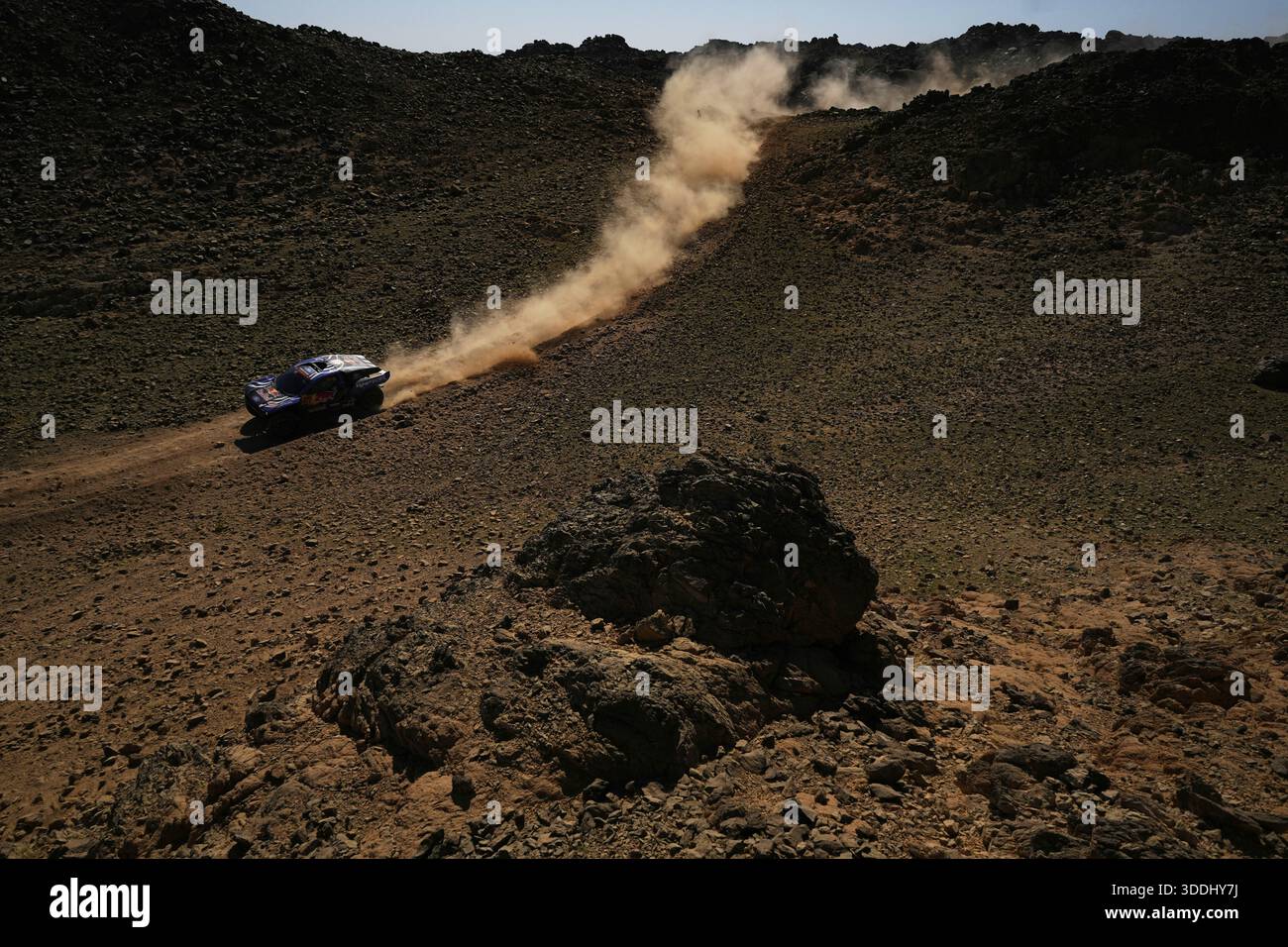 Driver Nani Roma and co-driver Alex Haro drive during a training two ...