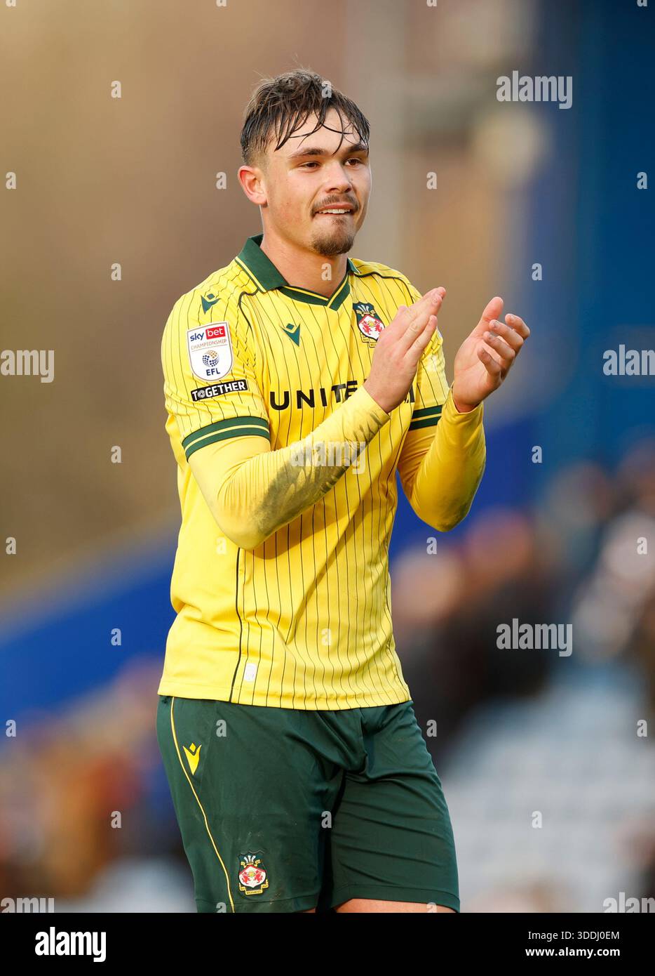 Wrexham's Callum Doyle applauds the fans after the final whistle of the ...