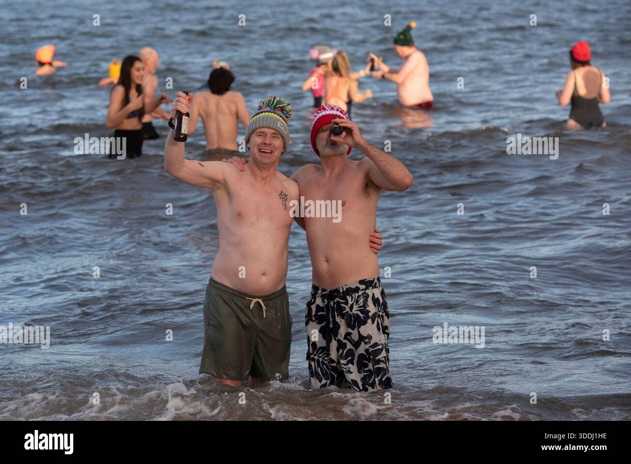 UK: Loony Dook at Portobello Beach in Edinburgh, Scotland on 01 January ...