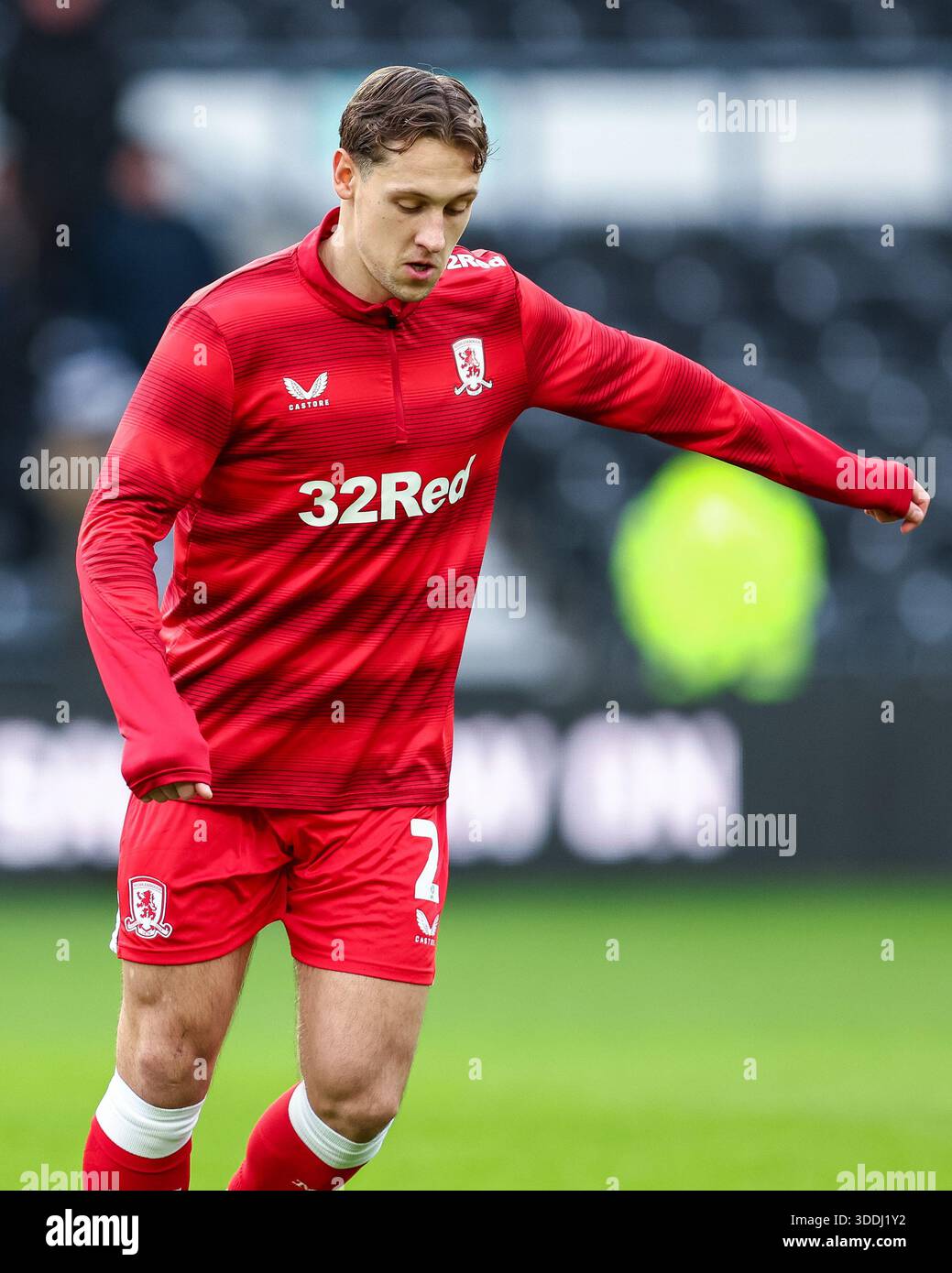 2, Callum Brittain of Middlesbrough FC at warm up during the Sky Bet ...