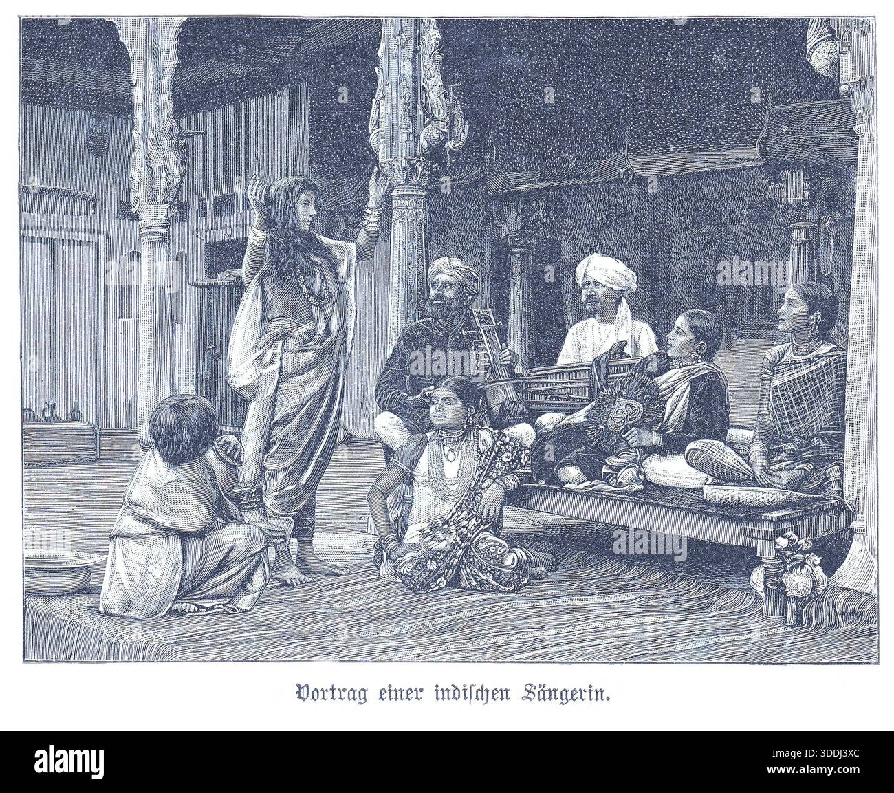 Group of Indian Musicians and Singers in Traditional Setting, With A ...