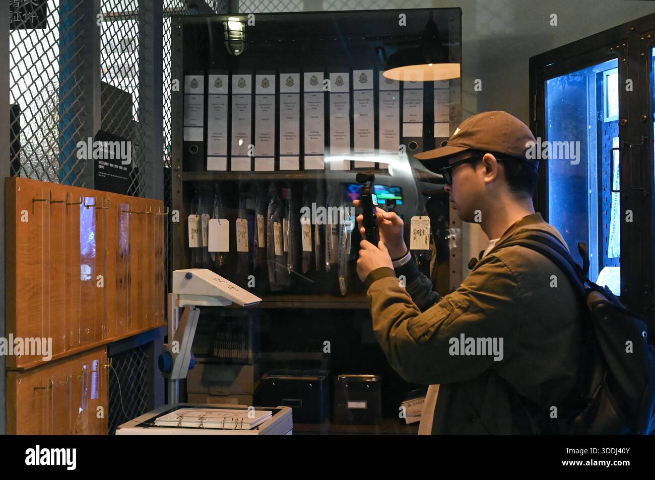 The evidence room exhibit display at Yau Ma Tei Police Station A ...