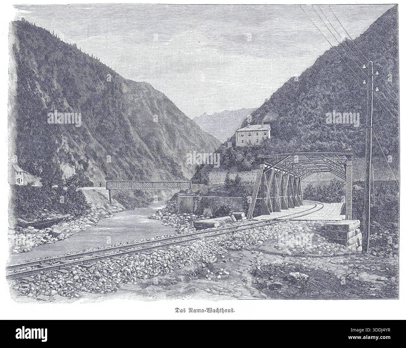 Rama-Wachtshaus Along Mountain Valley Railway Scene With Bridge And ...