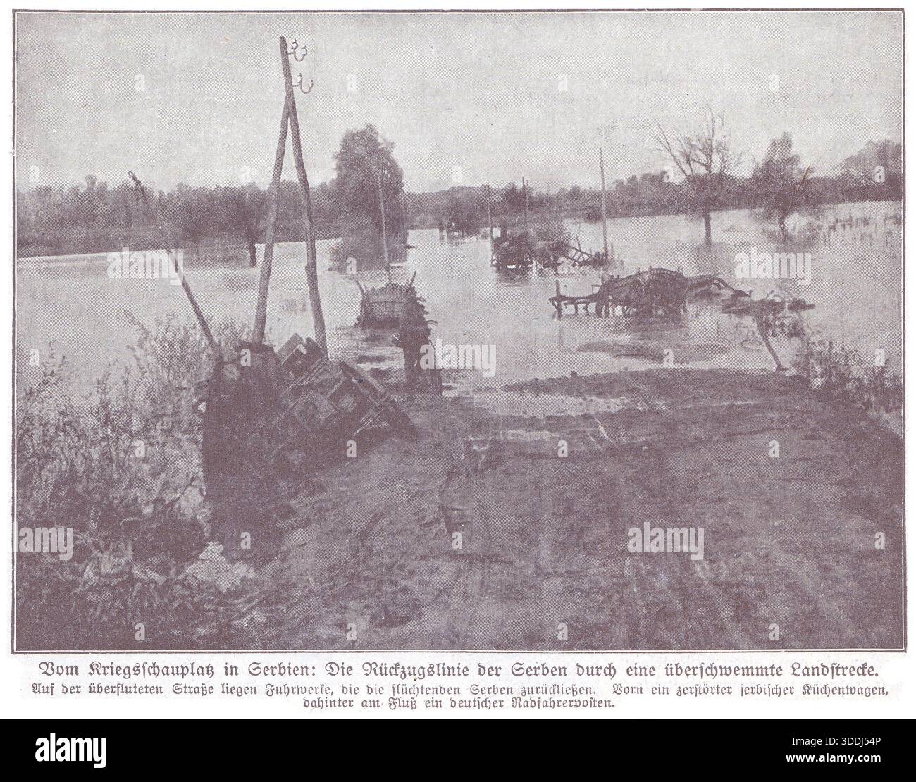 Historic Flooded Serbian Battlefield Scene With Debris, Wreckage, and ...