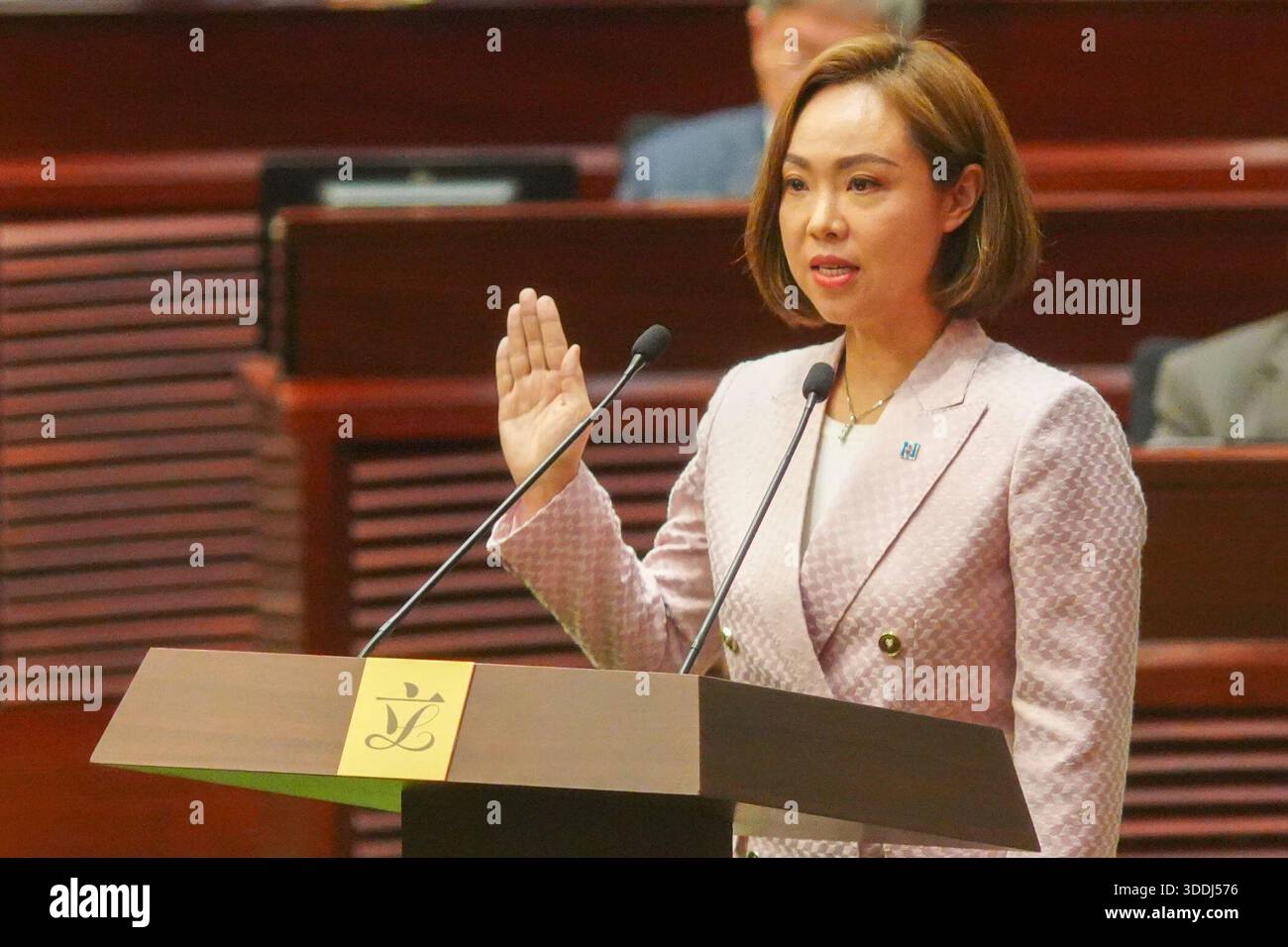 Judy Chan Kapui (front), member-elect of Eighth Legislative Council ...