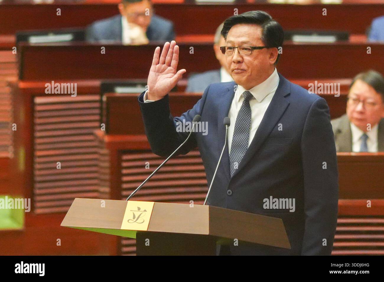 Junius Ho Kwan-yiu (front), member-elect of Eighth Legislative Council ...