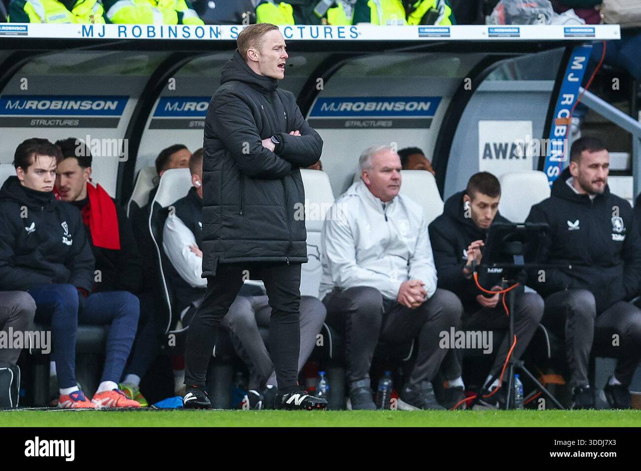Kim Hellberg, manager of Middlesbrough FC watches the action during the ...