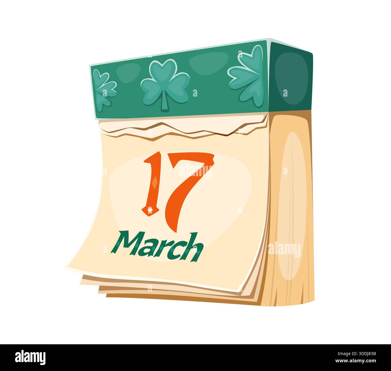 Cartoon festive calendar page displaying march 17 Stock Vector Image ...