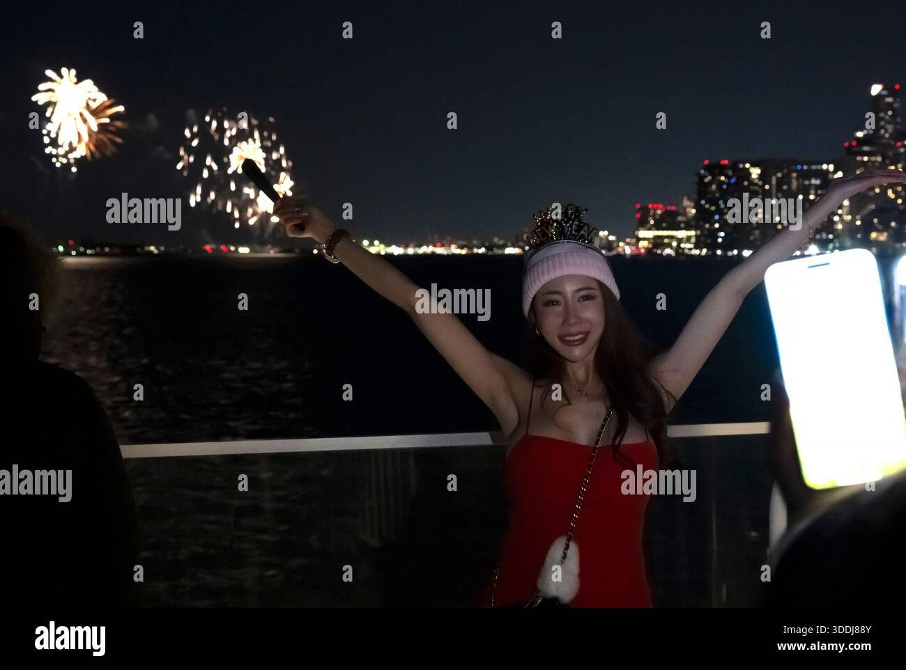 Revellers watch as fireworks light up Toronto's inner harbour to ring ...