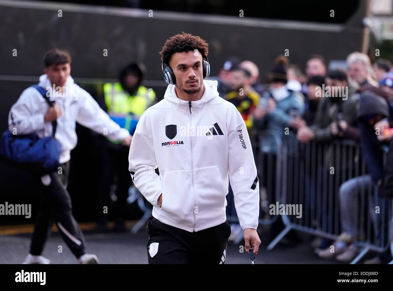 Fulham's Antonee Robinson arrives at the ground ahead of the Premier ...