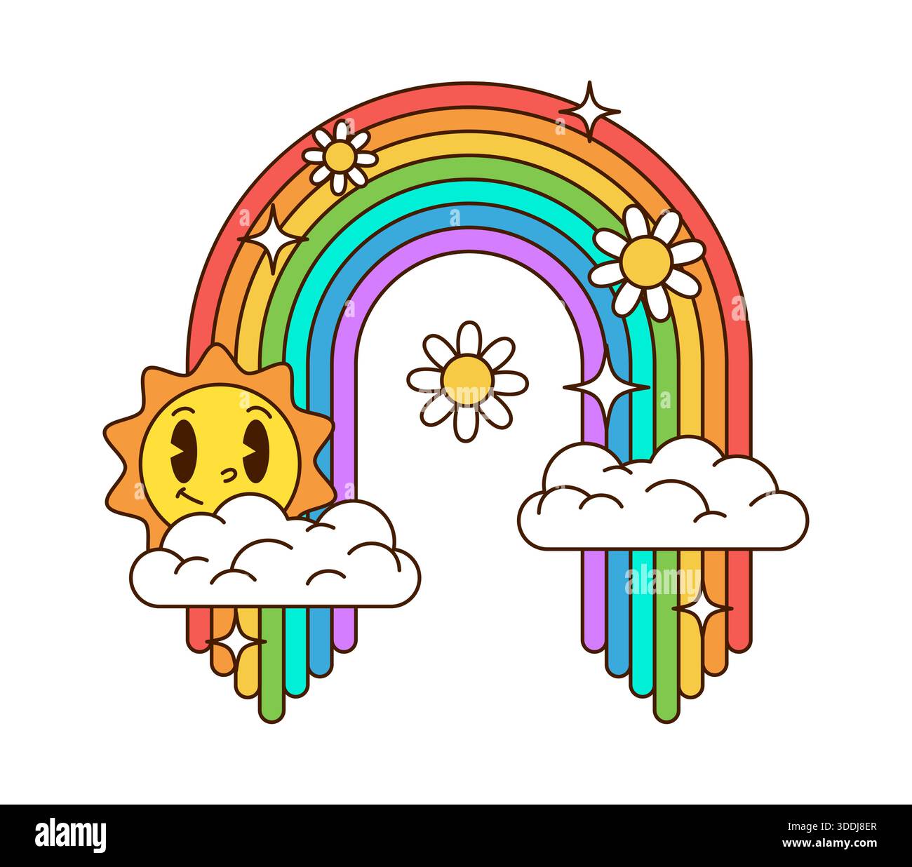 Rainbow groovy cartoon character Stock Vector Images - Alamy