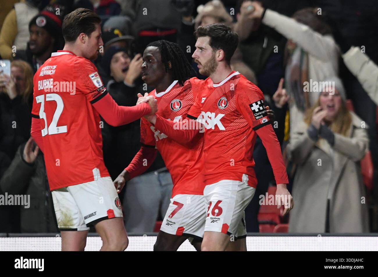 London, England. 1st Jan 2026. Joe Rankin-Costello celebrates with ...