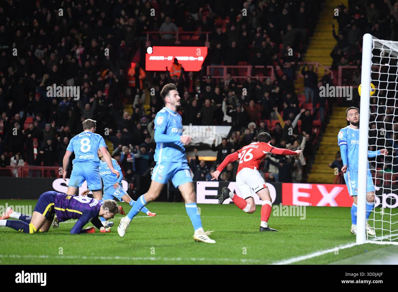 London, England. 1st Jan 2026. Joe Rankin-Costello celebrates after ...
