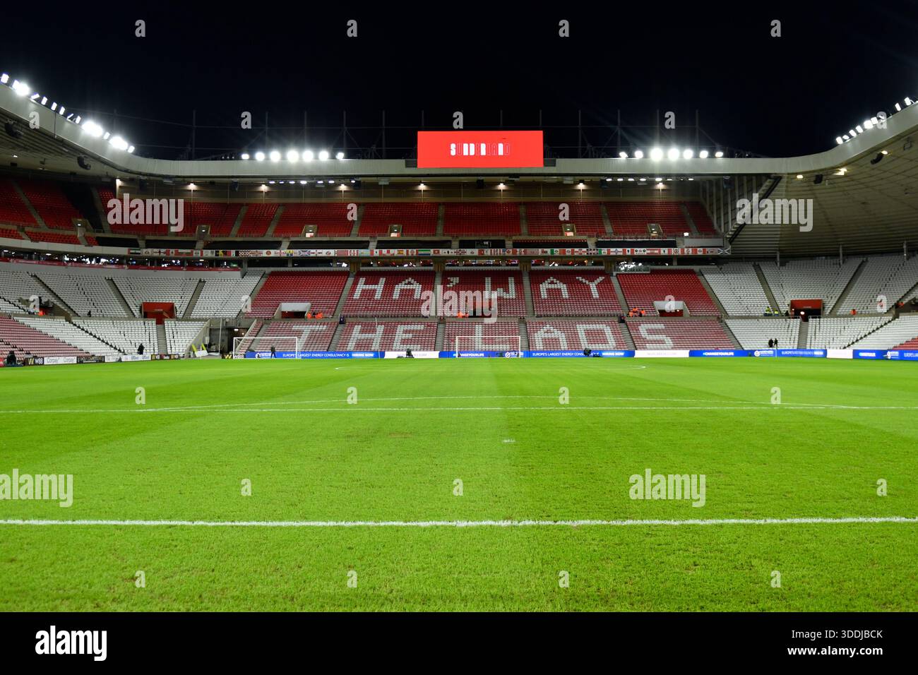 General View of The Stadium of Light at night. Sunderland v Manchester ...