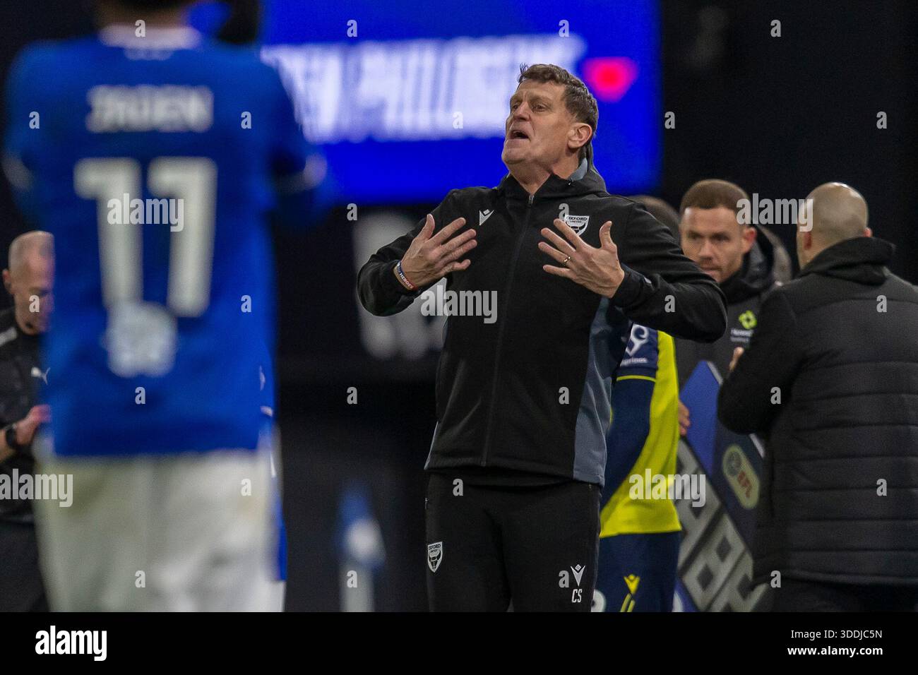 Oxford United Manager, Craig Short, reacts during the Sky Bet ...