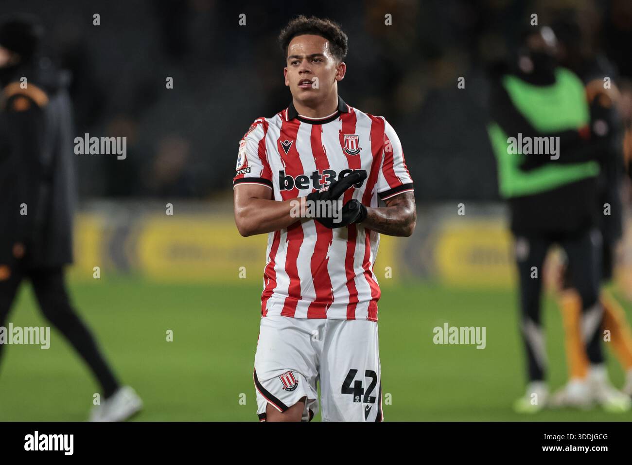 Million Manhoef of Stoke City applauds the fans after the final whistle ...
