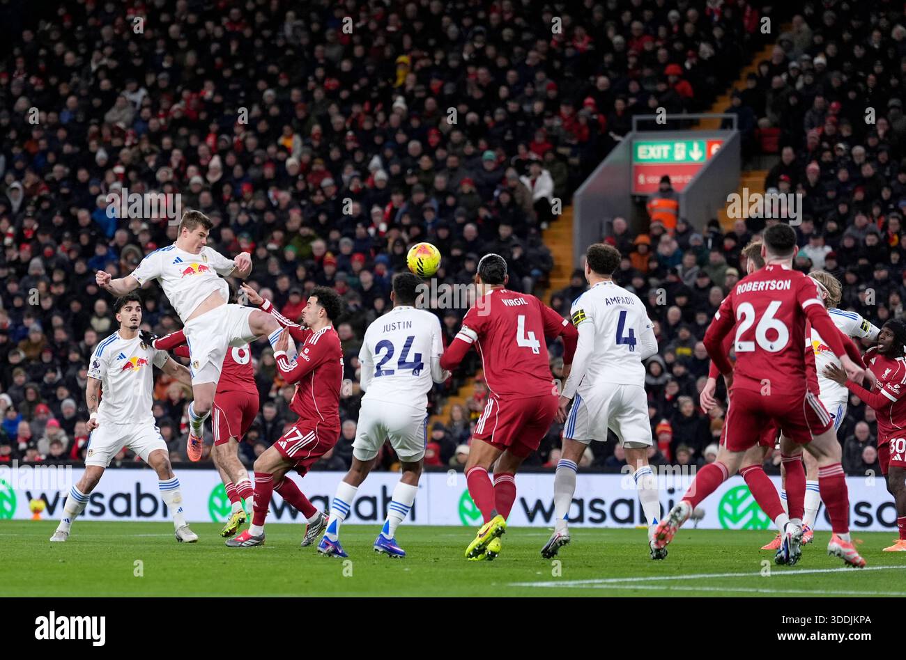 Leeds United's Jaka Bijol has a shot on goal during the Premier League ...