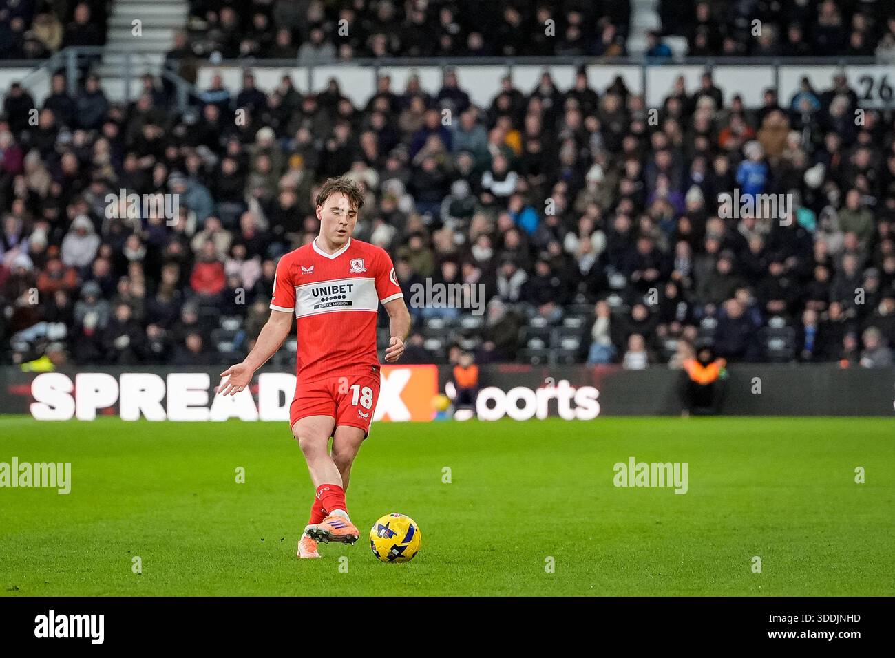Aidan Morris of Middlesbrough passes the ball during the Sky Bet ...