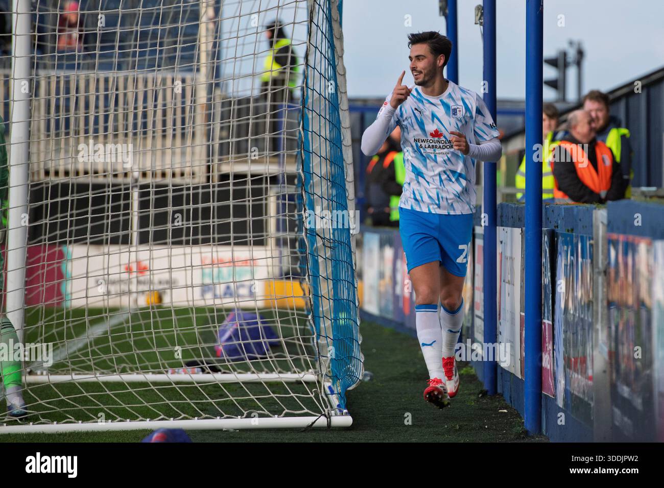 Barrow's Isaac Fletcher celebrates after scoring during the Sky Bet ...