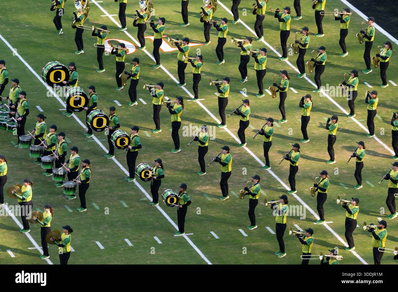 A view of the Oregon band on the field at Hard Rock Stadium before the ...