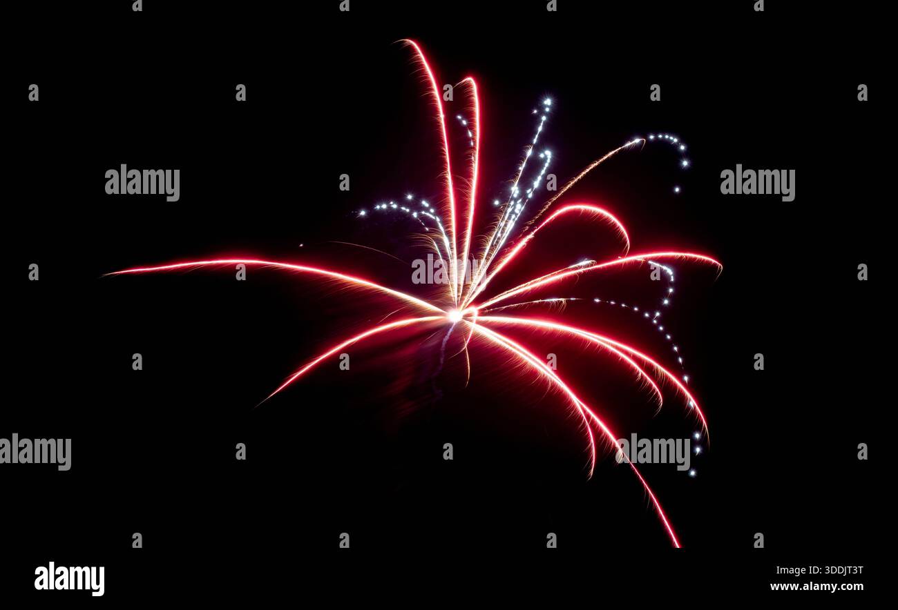Colorful fireworks light sky, Elegant pyrotechnic display bursts with ...