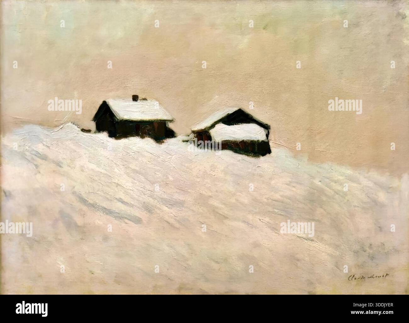 Monet houses snow norway 1895 Stock Vector Images - Alamy
