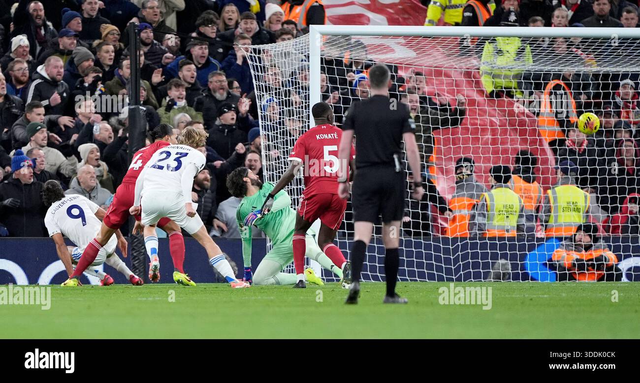 Leeds United's Dominic Calvert-Lewin scores their side's first goal of ...