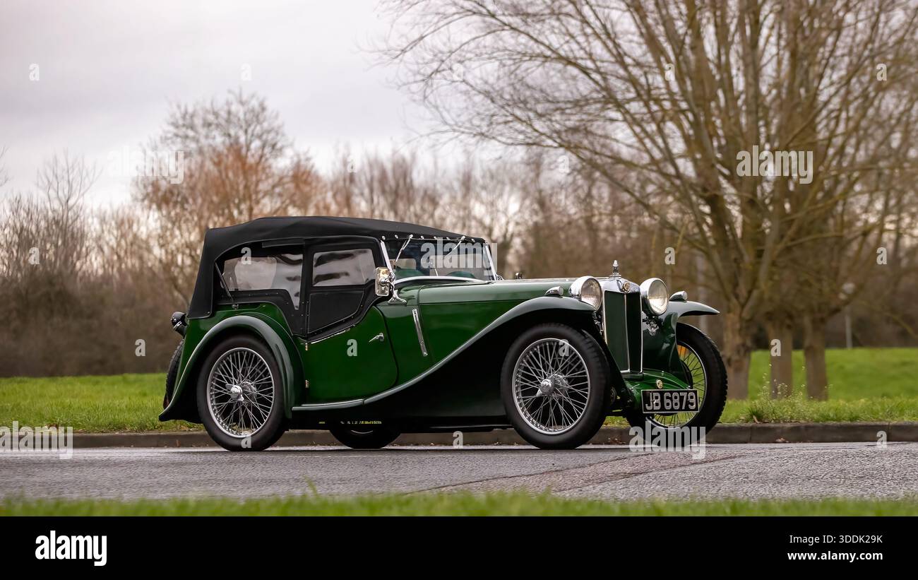 Milton Keynes,Bucks,UK - Jan 1st 2026: 1935 green MG Midget Tourer ...
