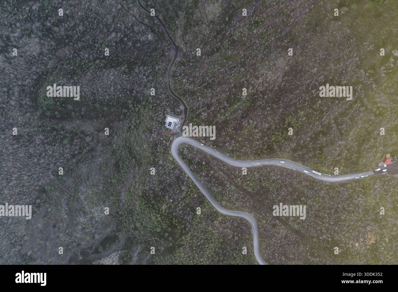 Aerial view solitary road snaking hi-res stock photography and images ...
