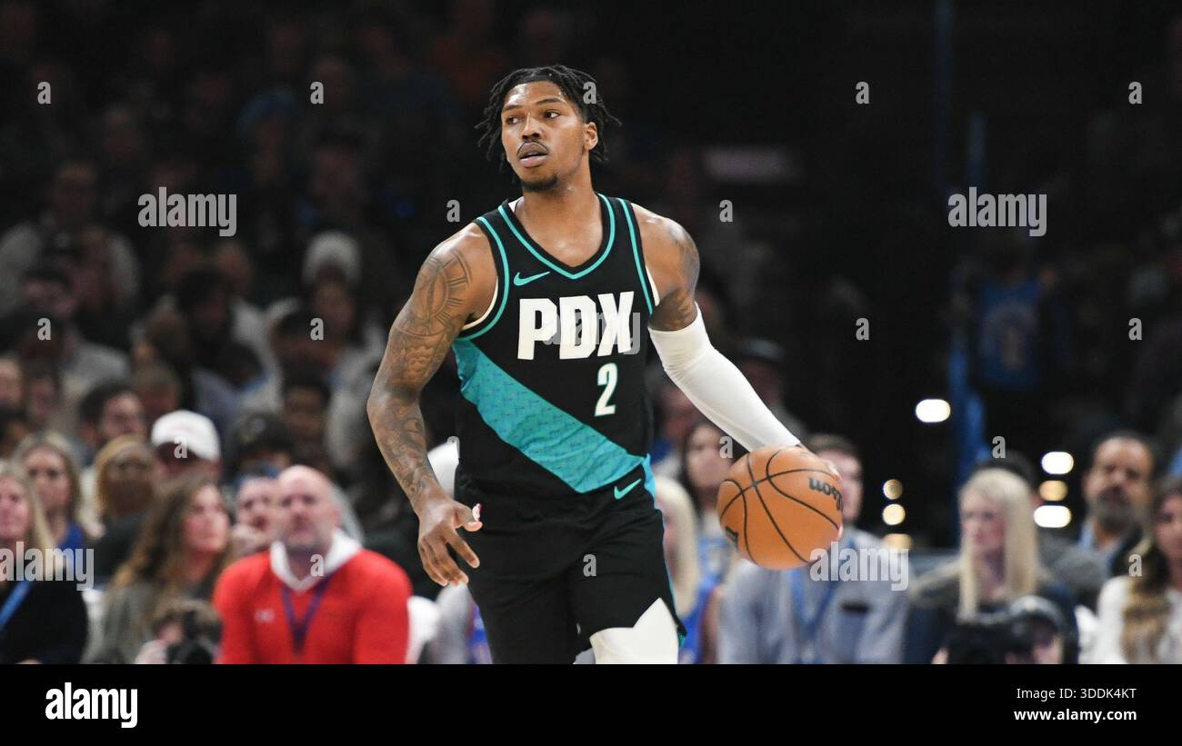 Portland Trail Blazers guard Caleb Love pushes down the court during ...
