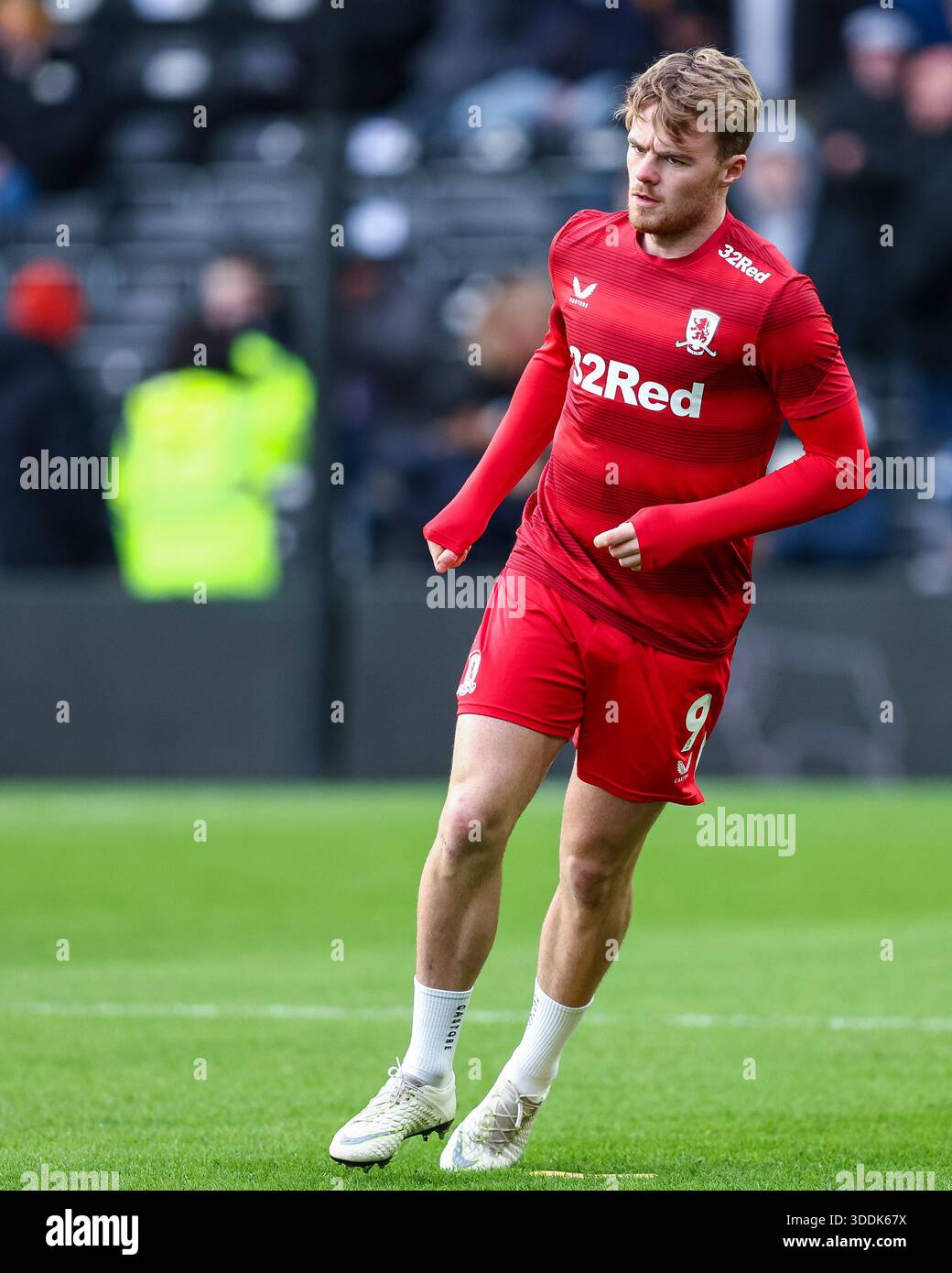 9, Tommy Conway of Middlesbrough FC at warm up during the Sky Bet ...