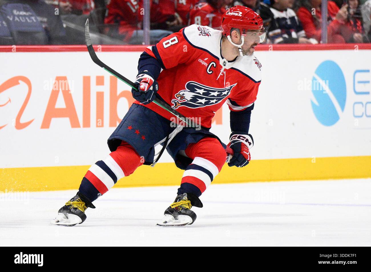 Washington Capitals left wing Alex Ovechkin (8) in action during the ...