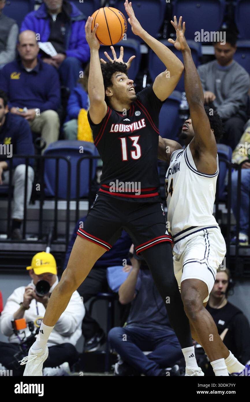 Louisville forward Sananda Fru (13) shoots against California forward ...