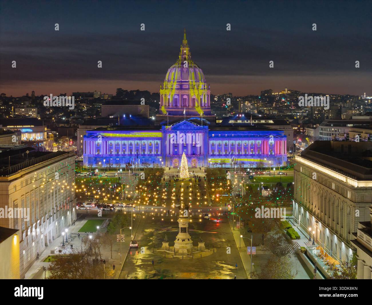 Let's Glow SF, San Francisco City Hall Light Show, California Stock ...