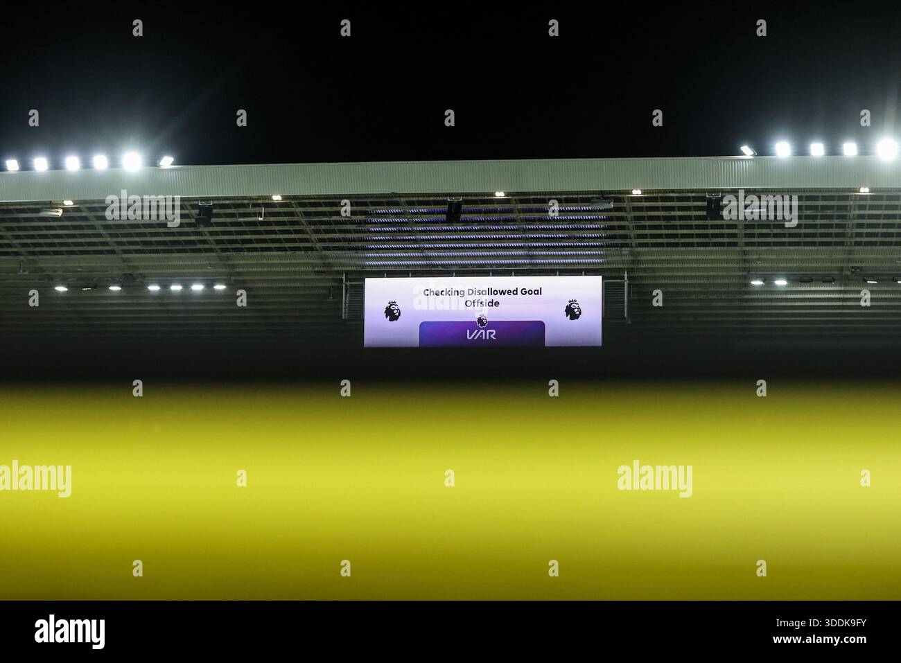 VAR check for a possible offside goal during the Premier League match ...