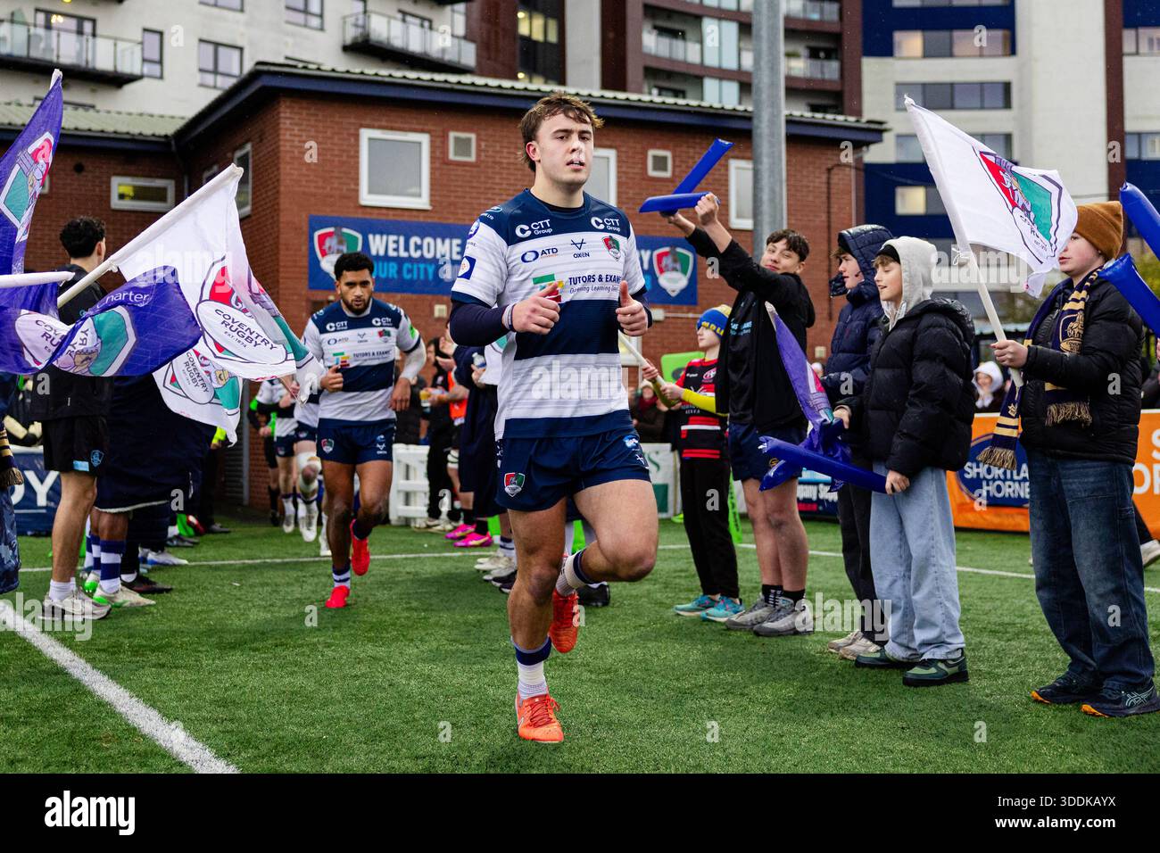 Coventry, England, UK, 1 January 2026. Ewan Baker of Coventry Rugby runs out before the CHAMP ...