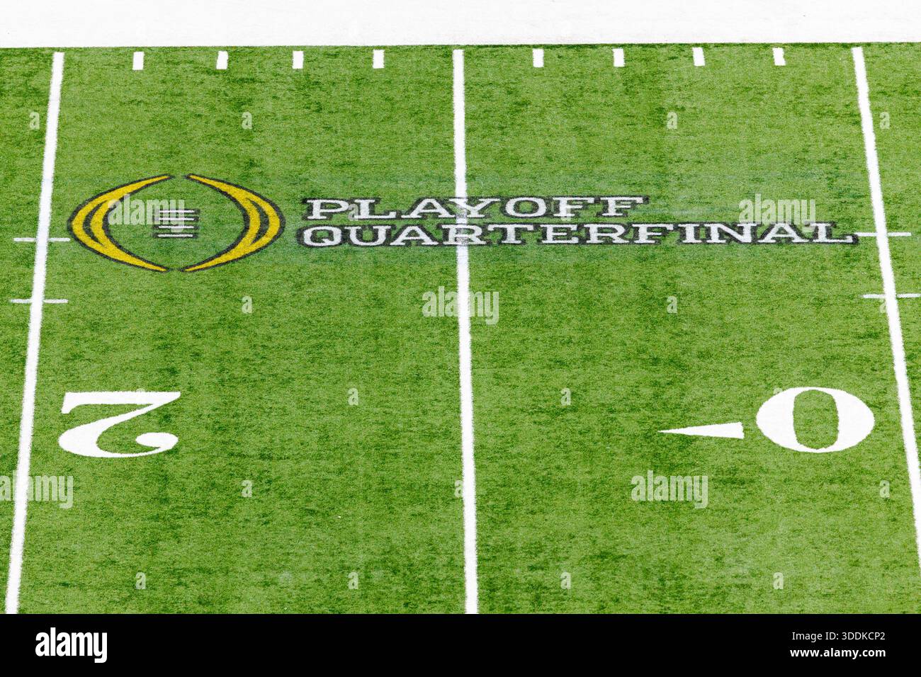 January 01, 2026: A general view of the Playoff Quarterfinal logo prior ...