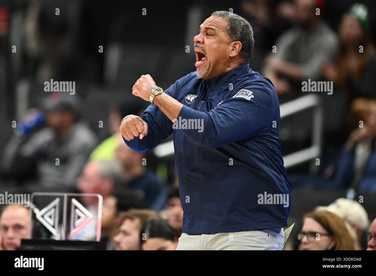 Georgetown head coach Ed Cooley in action during the first half of an ...
